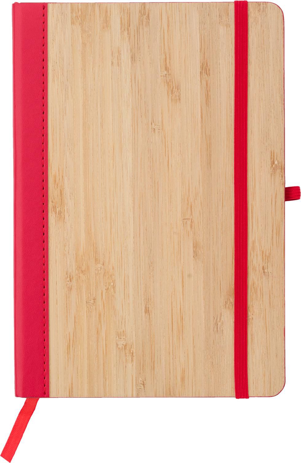 PU and bamboo notebook Dorita, red, Standard option - Today Advertising